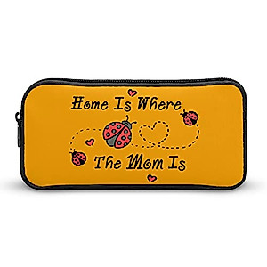 Ladybird Home is Where The Mom is Teen Adult Pencil Case Large Capacity Pen Pencil Bag Durable Storage Pouch