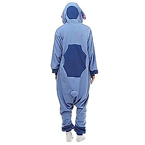 Cartoon Unisex Buttons Pajamas One Piece Classic Animation Image Onesie Sleepwear Homewear Animal Jumpsuit Halloween Costume for Men Women L
