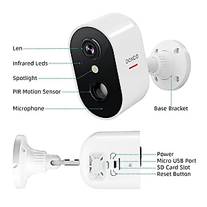 DEKCO Security Cameras Wireless Outdoor/Indoor 2 Packs 1080P HD Wireless Rechargeable Battery Powered WiFi Home Surveillance Camera with Spotlight, Siren, Motion Detection, Color Night Vision, IP66