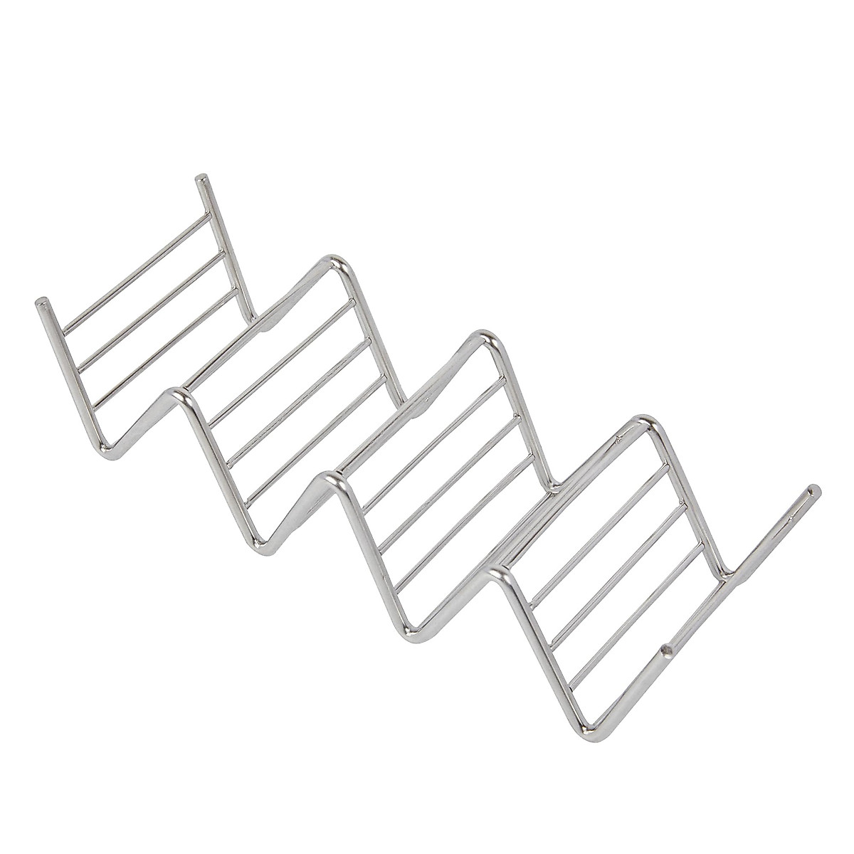 Restaurantware 7.1 Inch x 2.5 Inch Taco Stand 1 Rectangle Taco Rank - Fits 4 Tacos Reversible Silver Stainless Steel Taco Holder Dishwasher Safe For Hard Or Soft Shells