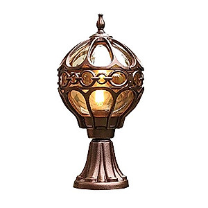N/A Vintage Europe Style Globe Big Street Pillar Lamp Antique Cast Aluminum Outdoor Post Lighting for Wall Courtyard Door Lamp
