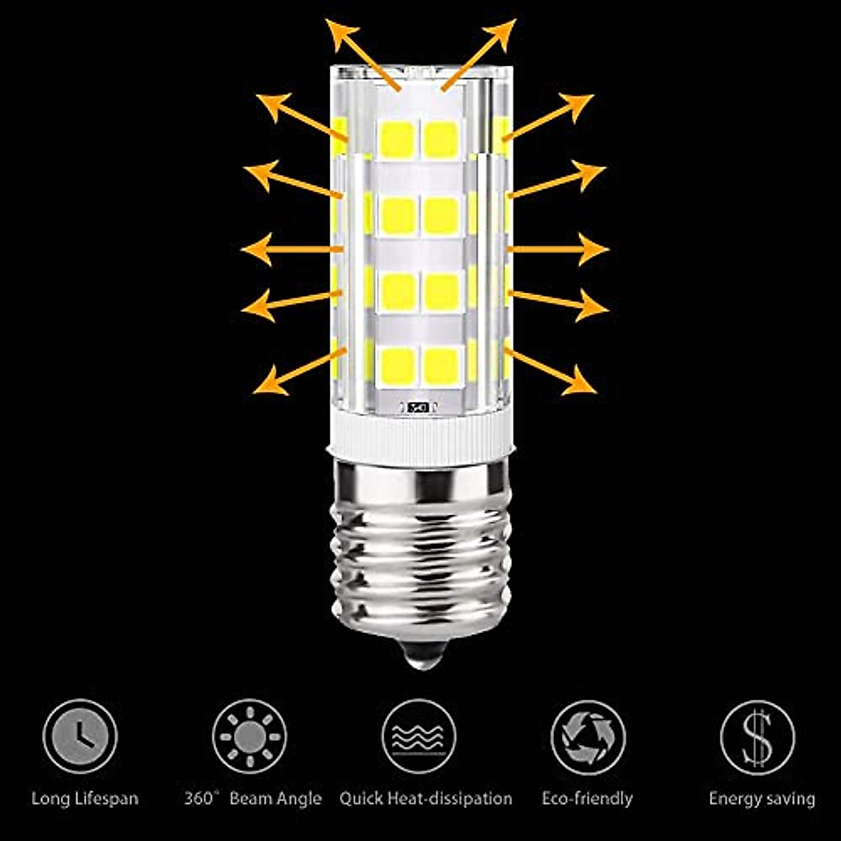 KINDEEP E17 LED Bulb Dimmable, 4W, Daylight White 6000K, Microwave Oven Light Bulbs Equivalent 40W, Ceramic Construction, Versatile Compatibility