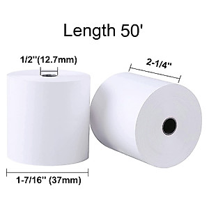 (50 Rolls) LabelMore 2 1/4" X 50' Thermal Paper Rolls, Credit Card Paper Rolls Thermal, Cash Register Roll, Premium Pos Thermal Printer Paper