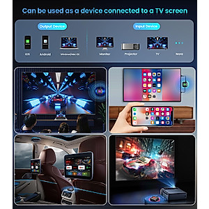 Wireless Carplay & Android Auto Adapter with Netflix YouTube Tiktok, Upgrade LED Wireless Android Auto Adapter HDMI Dongle for Phone to Miracast/Stream Media to Car/TV, for OEM Wired CarPlay Car