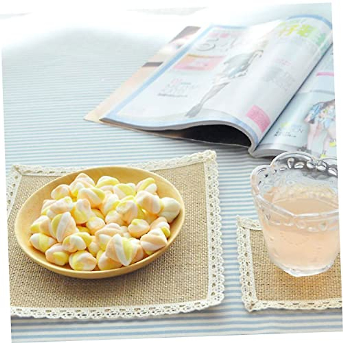 BESPORTBLE 5pcs Dining Room Table Decor Wedding Decoration Table Placemats Coffee Cup Mat Macrame Decor Cup Coasters for Table Burlap Placemat Coaster Pad Lace Tableware Decorate Jute Coffee