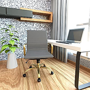 LeisureMod Harris Modern Adjustable Executive Swivel Leatherette Task Gold Office Chair (Grey)