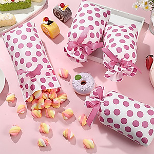 Bulyoou 50 Pcs Polka Dots Bags Bulk Dots Cellophane Treat Bags Candy Goodies Treat Bags Gift Watercolor Dots Plastic Wrapping Package for Birthday Party Snack Food Storage(Pink)