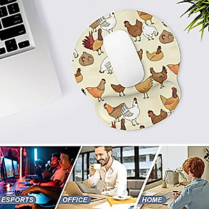 SEPTYK Yellow and White Chicken Pattern Ergonomic Mouse Pad with Wrist Support Rest Gel Non-Slip Rubber Base Mousepad for Computer Laptop Home Office Gaming Pain Relief