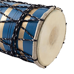 Handmade Wooden & Leather Classical Indian Folk Tabla Drum Set Hand Percussion Drums World Musical Instruments Punjabi Dhol Dholak Dholki 8 x 6 Inches Fun Birthday Housewarming Gift Ideas