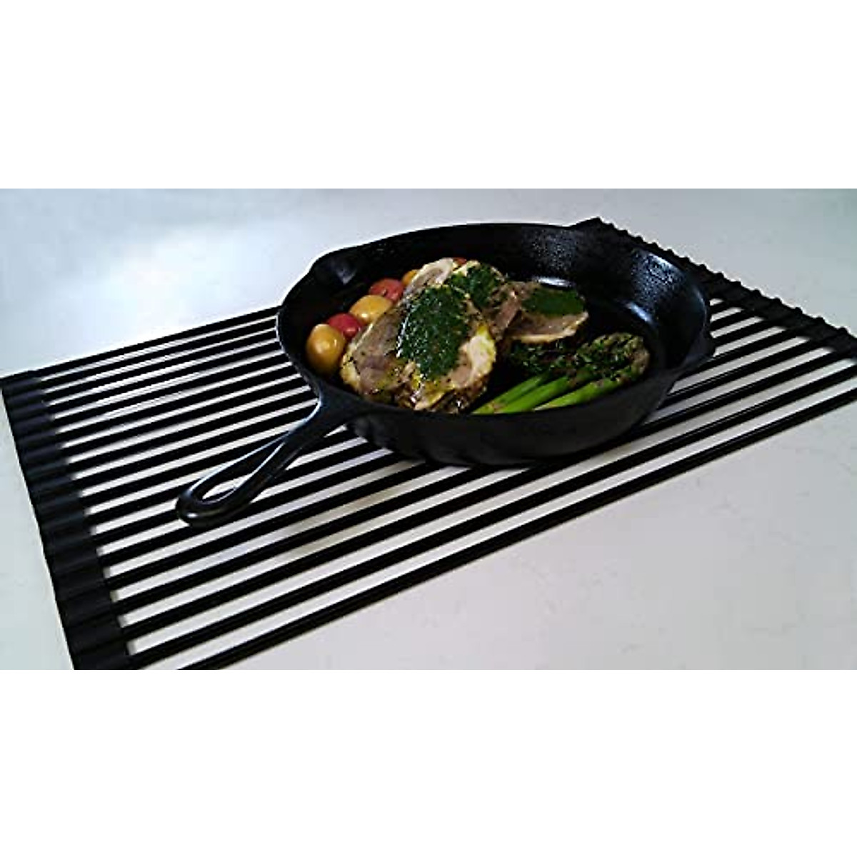 Generic Roll Up Drying Rack Black Multipurpose, 20.4x13.1 Inches, Silicone Coated Solid Stainless Rods, Dish Racks, Sink Cover for Counter Space, Small Kitchen, RV, and Apartment Must Haves