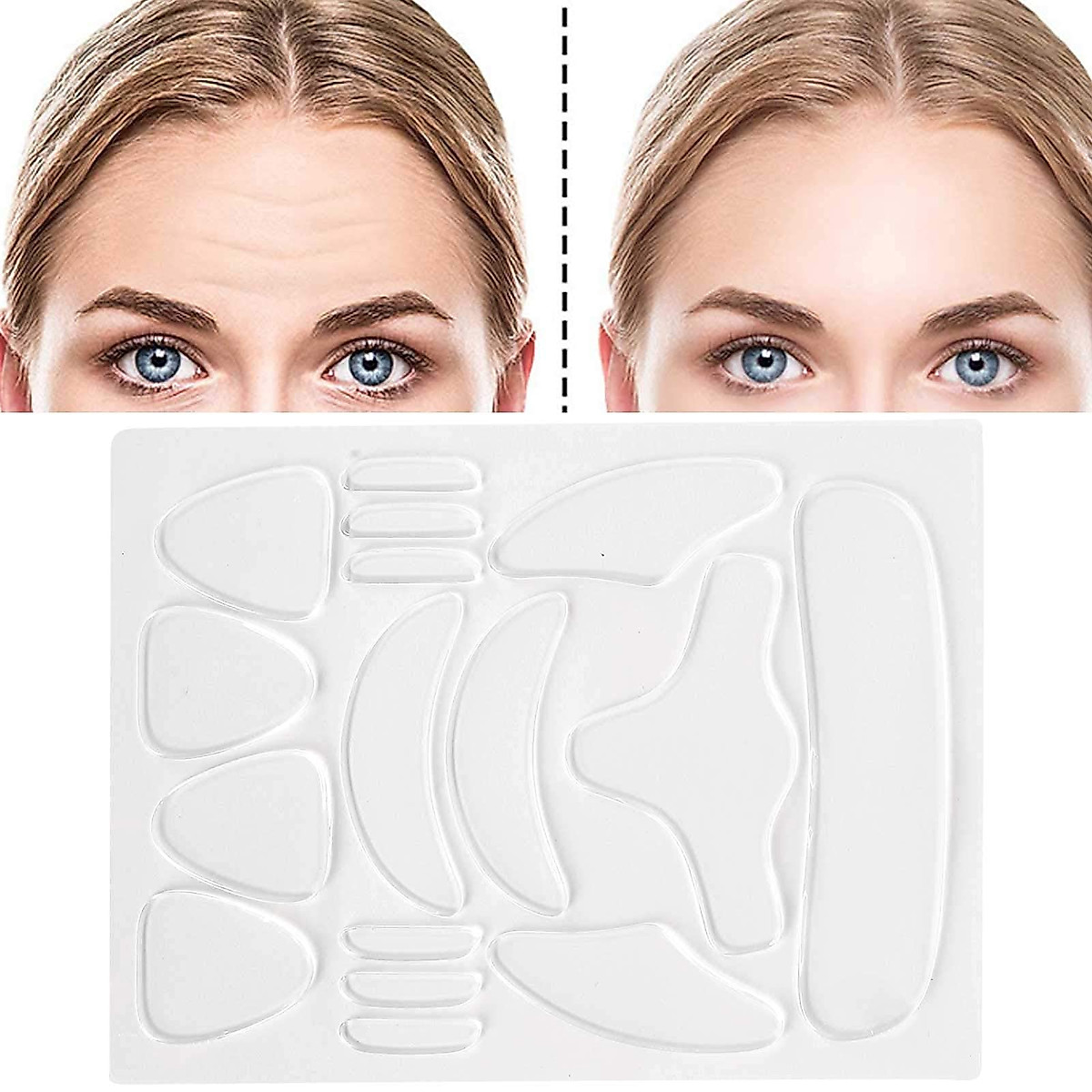 16 Pcs Reusable Silicone Chest Pads Patch Silicone Neck Pad Forehead Pad Set, Cleavage Pad Eye Mask Cheek Stick Anti Wrinkle Strips Anti Wrinkle Patches