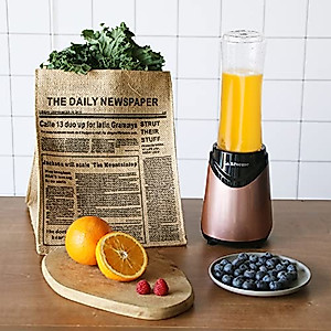 La Reveuse Smoothie Blender Personal Size 300 Watts with 2 Pieces 18 oz BPA-free Travel Sports Bottles,Grey (Pink)