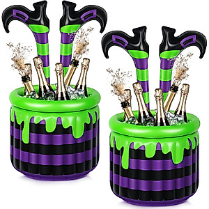 Liliful 2 Pack 40" Halloween Inflatable Witch Legs Cooler Witches Cauldron with Leg Large Capacity Witch Ice Drink Cooler Halloween Party Supplies for Indoor Outdoor Halloween Party Photo Prop Decor