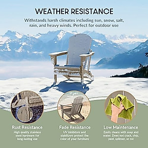WestinTrends Outdoor Adirondack Chair, Plastic Fire Pit Chair, Weather Resistant Folding Patio Lawn Chair for Outside Deck Garden Backyard Balcony, Weather Wood