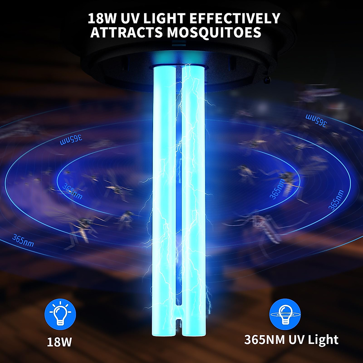 Minimoon Bug Zapper Outdoor 4000V Electric Mosquito Zapper Plug-in Fly Zapper with 18w Replaceable Bulb,5.9 FT Power Cord, Fly Traps Outdoor for Backyard Patio Balcony Garage