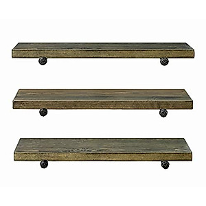Mark One Home Goods 3 Tier Wood Shelves with Black Pipe Brackets (Walnut, 3 Tier)