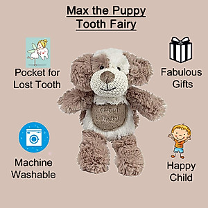 Maison Chic | Max The Puppy Tooth Fairy Pillow Stuffed Animal Plush Doll with Pocket | First Loose Tooth Toy | Door Hanger