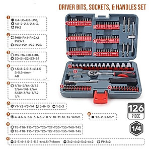 Sweden 126 Piece Set Of 1/4 Batch Head Socket Tool Set, Multi-purpose Batch Head Screwdriver