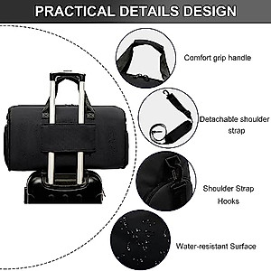 Convertible Garment Duffel Bag with Shoe Compartment,ZALUPRI Carry on Garment Bag for Men Women 2 in 1 Hanging Suitcase Suit Weekend Travel Bag, Black