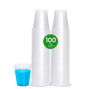 PLASTICPRO 3 oz Disposable Plastic Medium Weight Clear Drinking Cups 100 Count