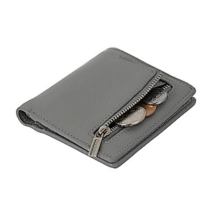AGBIADD Women's Leather RFID Small Compact Bifold Pocket Wallet Ladies Mini Purse with id Window (Gray)