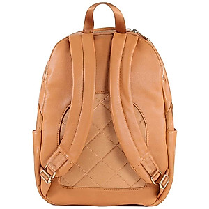 Little Unicorn Skyline Backpack – Diaper, Work, Travel Bag with Changing Pad - Premium Vegan Leather – Lightweight & Durable Design – 5 Interior Pockets – Easily Wipes Clean (Cognac)