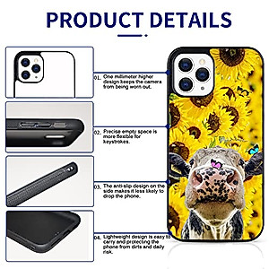 Samsung Galaxy A/S/Note Series Phone Cases Cows Sunflower Cute Compatible Samsung A02/03/12/13/24/30/32/42/50/51/52/53/71/S7/8/9/10/20/21/22/23/Ultra/Plus/FE/Note 8/9/10/20/Plus/Ultra (Black)