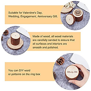 PH PandaHall Ring Box, Wooden Ring Dish Storage Box Wedding Ceremony Wood Ring Bearer Box Rustic Ring Stand Jewelry Holder Storage Case for Decoration Anniversary Engagement Wedding Gift 2 x 2 Inch