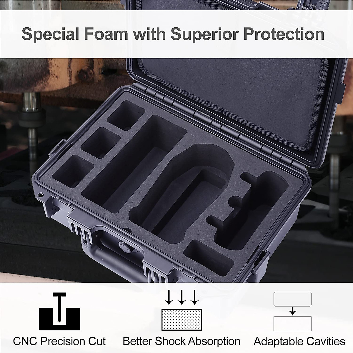 Lykus Titan MA220 Waterproof Hard Case for DJI Air 2S/Mavic Air 2 Fly More Combo, Dedicated Space for up to 11-inch iPad or Android Tablets and Holder [CASE ONLY]