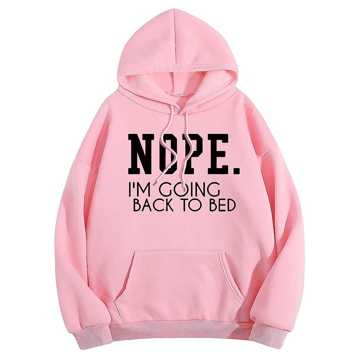 SHENHE Women's Slogan Letter Print Long Sleeve Hooded Sweatshirt Pullover Hoodie Tops Light Pink S