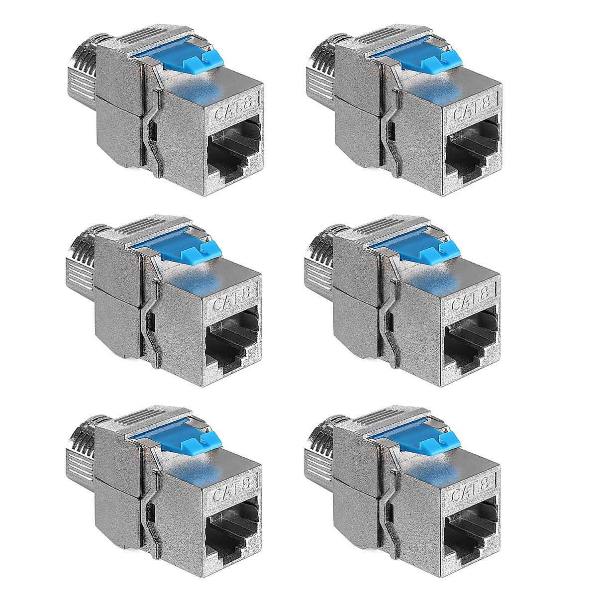 kwmobile Keystone Module Jacks - 6 Piece CAT-8 Shielded Keystone Jack RJ45 Cat 8 Ethernet Module 40 Gbit with Shielded Metal Housing