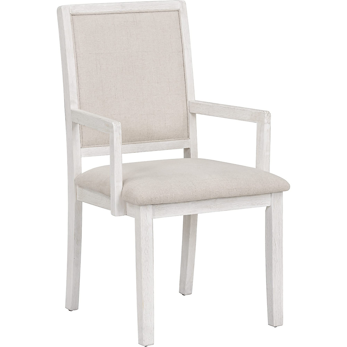 FIQHOME 5-Piece, Round to Oval Extendable Butterfly Leaf, Wood Table and 4 Upholstered Chairs with Armrests,Kitchen Dining Set,Brown+White, OneSize