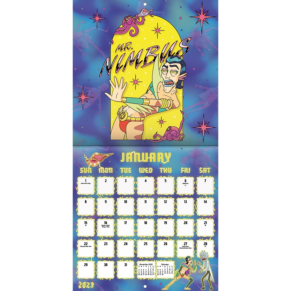 2023 Cartoon Network Rick and Morty Mini Wall Calendar