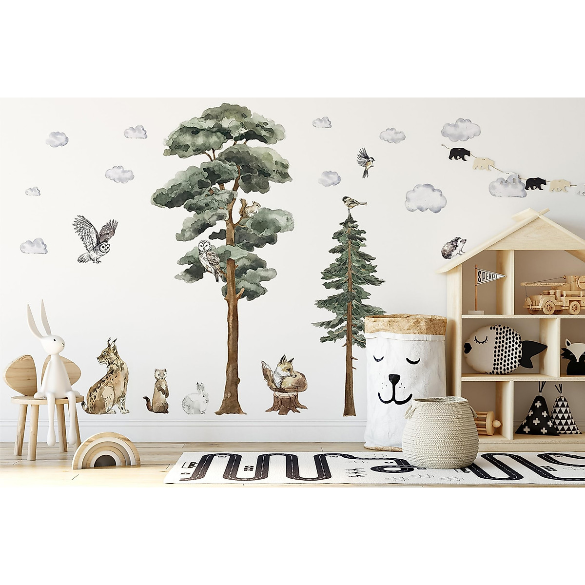 Woodland Forest Animals Big Wall Stickers Nursery Decoration Bedroom Removable Decals