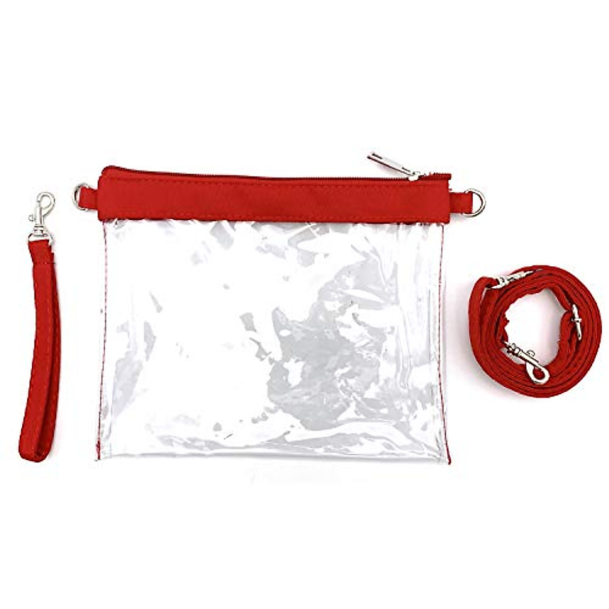 VIEEL New Clear Tote Bag, Crossbody Purse Bag, Adjustable Shoulder Strap (Red)