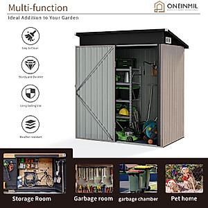 oneinmil Storage Shed 3.0'x4.9' Outdoor Garden Storage Shed, Galvanized Steel Metal Garden Shed with Air Vent Utility Tool Storage House for Garden, Backyard, Patio, Lawn