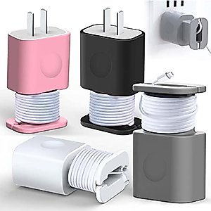 XANGNIER 2 in 1 Silicone Charger Protector,4 Pack Data Cable Winder Anti-Break Protection Cable Storage,18W/20W Charger Silicone Protective Case,Suitable for 11/12 Charger(Charger not Included)
