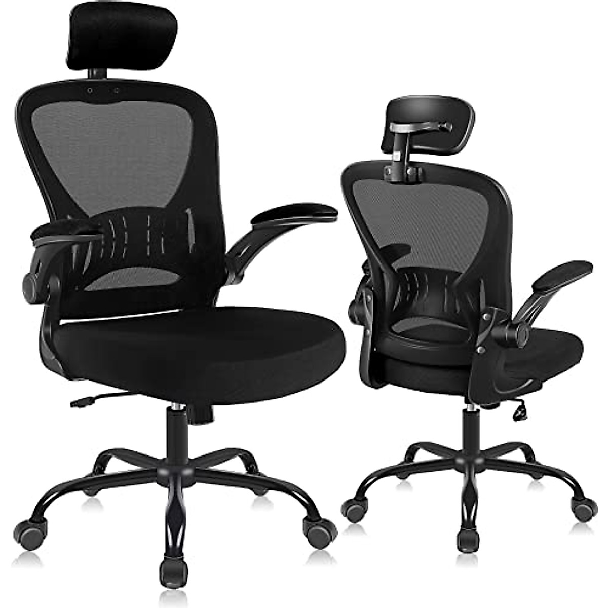 Office Chair Ergonomic Desk Chair Comfort Adjustable Height with Wheels，Lumbar Support Mesh Swivel Computer Home Office Study Task Chair Black