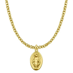 TrueFaithJewelry 12KT Gold-Filled Our Lady Of Grace Miraculous Medal Necklace Pendant Religious Jewelry, 5/8 Inch