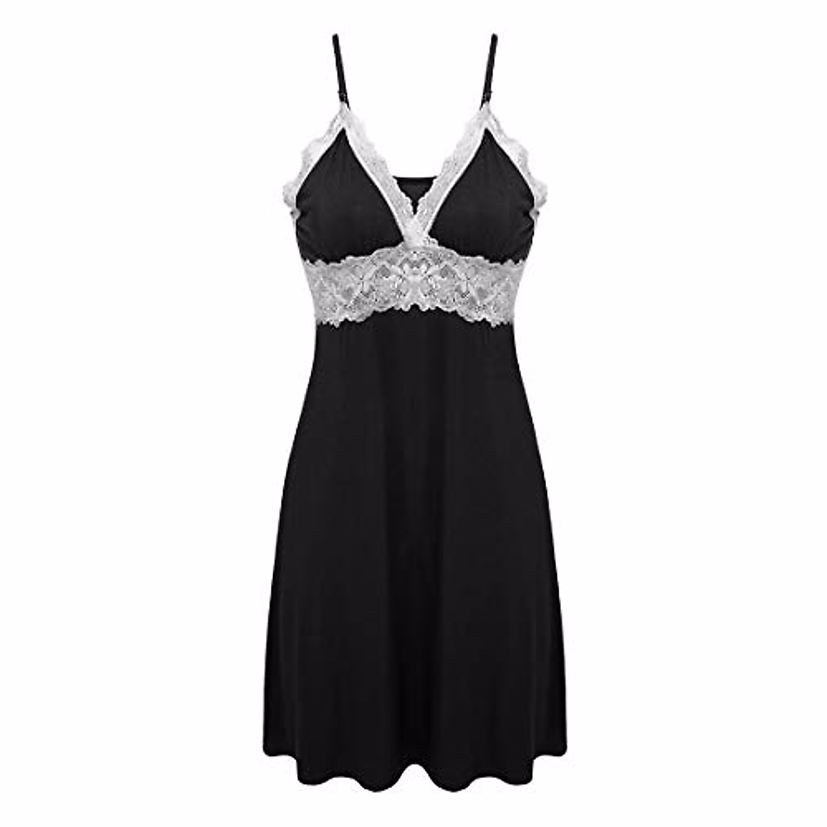 Ekouaer Women's Nightwear Sleepdress Camisole Slip, Viscose-black, Medium