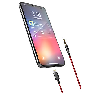 (Apple MFi Certified) Replacement Headphone Cable with iPhone Lightning Connector (3.5mm) Audio Aux Cord with Mic & Volume Control Remote (Compatible with Beats/Sony/Sennheiser and Audio Tech)