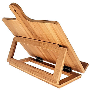 Mom Gift Cookbook Stand Recipe Holder - Custom Engraved Bamboo Cutting Board Foldable Chef Easel Metal Hinge Kickstand iPad Tablet Compatible Christmas Birthday Mothers Day Kitchen Decor (10.25x10.25)