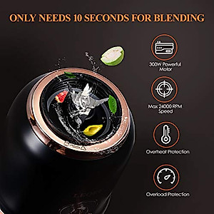 Smoothie Bullet Blender with 6 Sharp Blades, Personal Mini Blender for Shakes and Smoothies with 3 Adjustable Speeds, Blender for Kitchen with blending and grinding, BPA-free 3 Travel Cup & 27oz Mason Cup