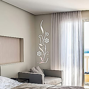 3D Flower Mirror Wall Sticker for Bedroom Living Room Sofa Backdrop Tv Wall Background, 3D Removable Acrylic Wall Decor Decal Sticker for Home Decoration (Silver)