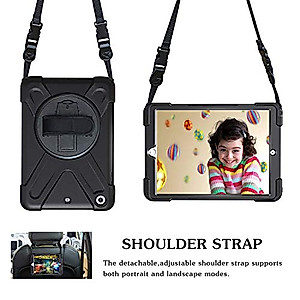 TSQ Case for iPad Mini 1/ Mini 2/ Mini 3 for Kids 7.9 Inch | Rugged Shockproof Case w/Stand Hand Strap Shoulder Strap Case Cover for iPad Mini 1st 2nd 3rd Generation | Black