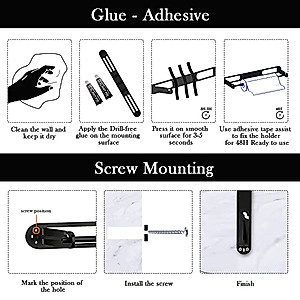 Ayybboo Paper Towel Holder,Under Cabinet Paper Towel Holder,Alloy Steel Foldable Wall Mounted Towel Large Roll Adhesive Bag Holder with Adhesive and Screw for Kitchen,Pantry,Bathroom 13.8in(Black)