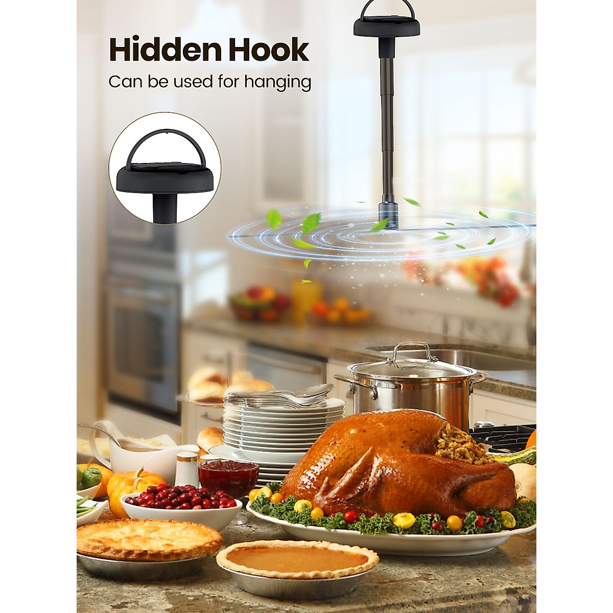 TOPK 4 Pack Fly Fans for Tables, AA Battery Powered Portable Scalable Indoor Outside Food Fly Fan for Picnic, Party, Restaurant, Kitchen and BBQ