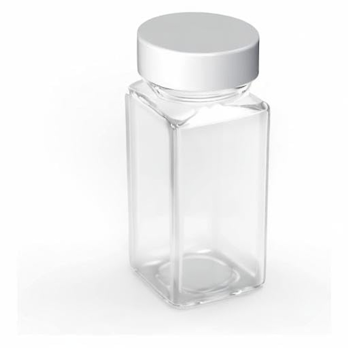 Tafts SQUARE Glass Spice Jars & Bottles l 33% Thicker - 12 Pcs Glass Spice - 3 oz or 4oz Empty Glass Spice Seasoning Containers l Shaker Lids and Airtight Caps l Aluminum Finish (Square, White)