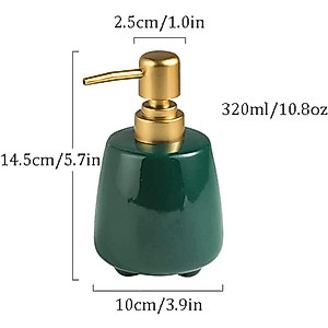 OUSIKA soap Dispenser Ceramic Soap Pump Refillable Matte Metal Pump Lotion Dispenser Non-Slip Bathroom Home Hotel 320 Ml / 10.8 Oz Soap (Color : White)