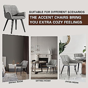 YEEFY Upholstered Dining Chairs Set of 2 & 4 & 6 Faux Leather Accent Chair Living Room Chairs Kitchen & Dining Room Chairs Comfy Reading Chair for Bedroom Mid Century Modern Arm Chair (Gray, 2)